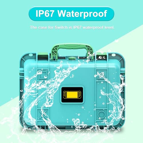 DEVASO Carrying Case for Nintendo Switch Travel Case, Professional Deluxe Waterproof Case Soft Lining Hard Case for Nintendo Switch OLED Model Console, Controller and Other Accessories (Green&Blue)