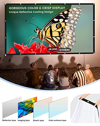 JKJOO 120 Inch Projector Screen 16:9 HD 4K Foldable Crease-Resistant Projection Screen Portable Movie Screens for Projectors Outdoor /Home Theater Support Front Rear Projection