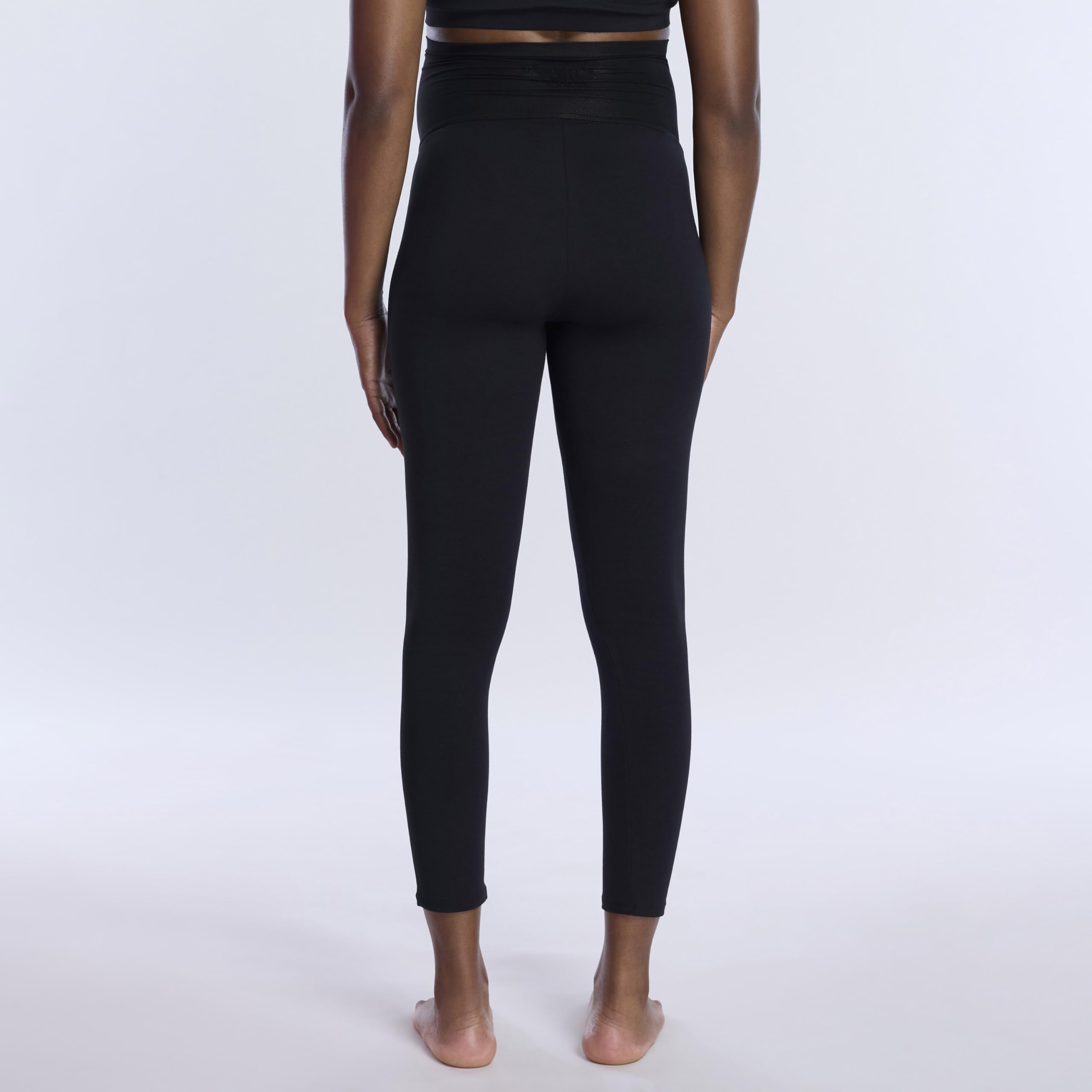 Motherhood Maternity Women's Essential Stretch Full Length Secret Fit Over The Belly Pregnancy Legging, Black/Black 2 Pack, Large