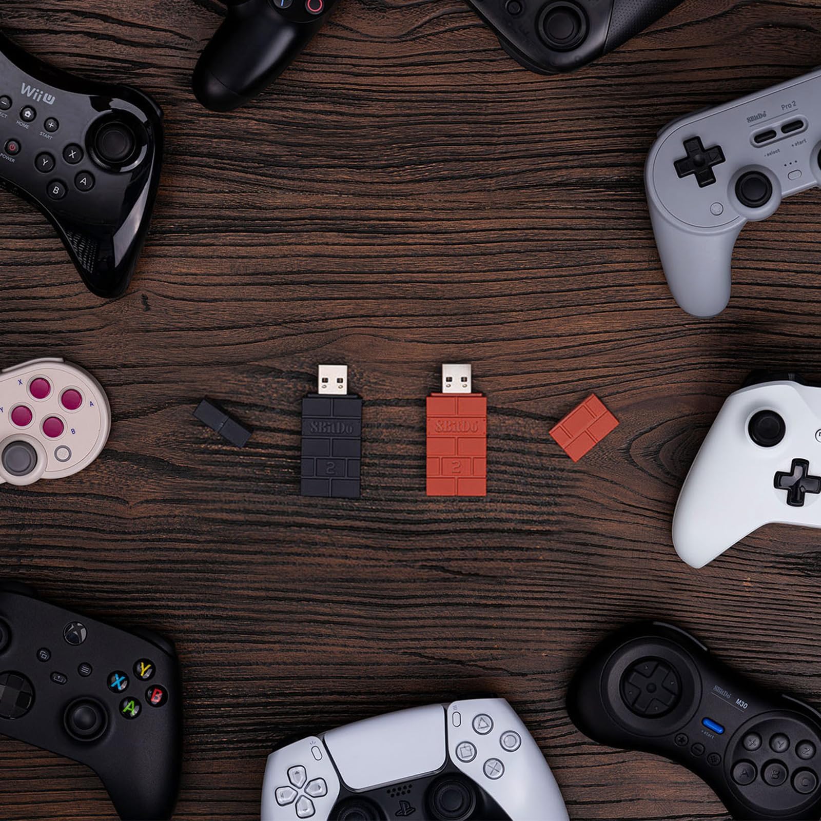 8Bitdo USB Wireless Adapter 2 for Windows, Mac & Raspberry Pi, Compatible with Xbox Series X & S Controller, PS5/PS4/PS3 Controller with OTG Cable