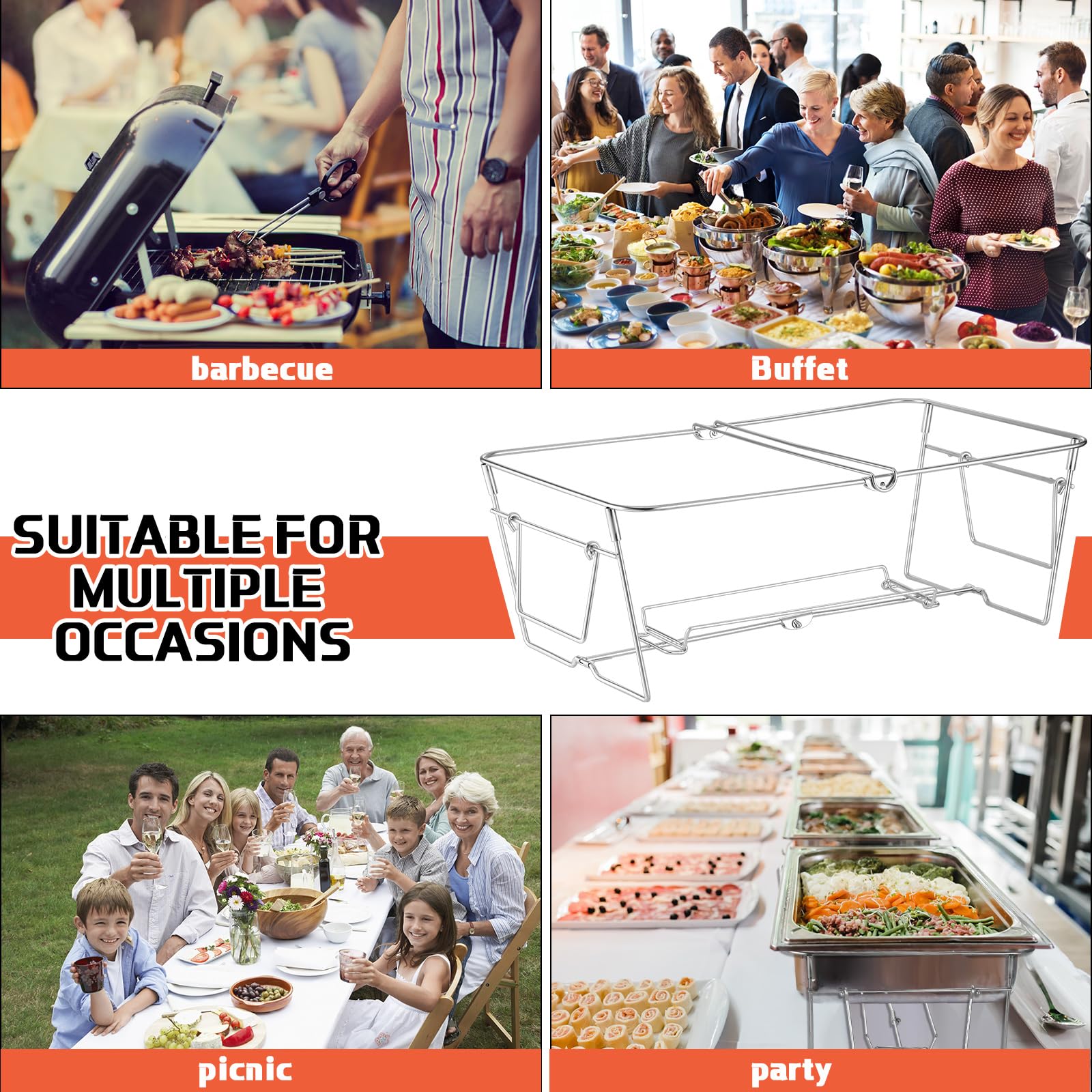 Thyle 8 Pcs Chafing Wire Rack Chafing Dish Rack, Foldable Buffet Serving Stand Easy Storage Reuse Dish Serving Trays Food Warmer Catering Supplies for Parties Occasions Events