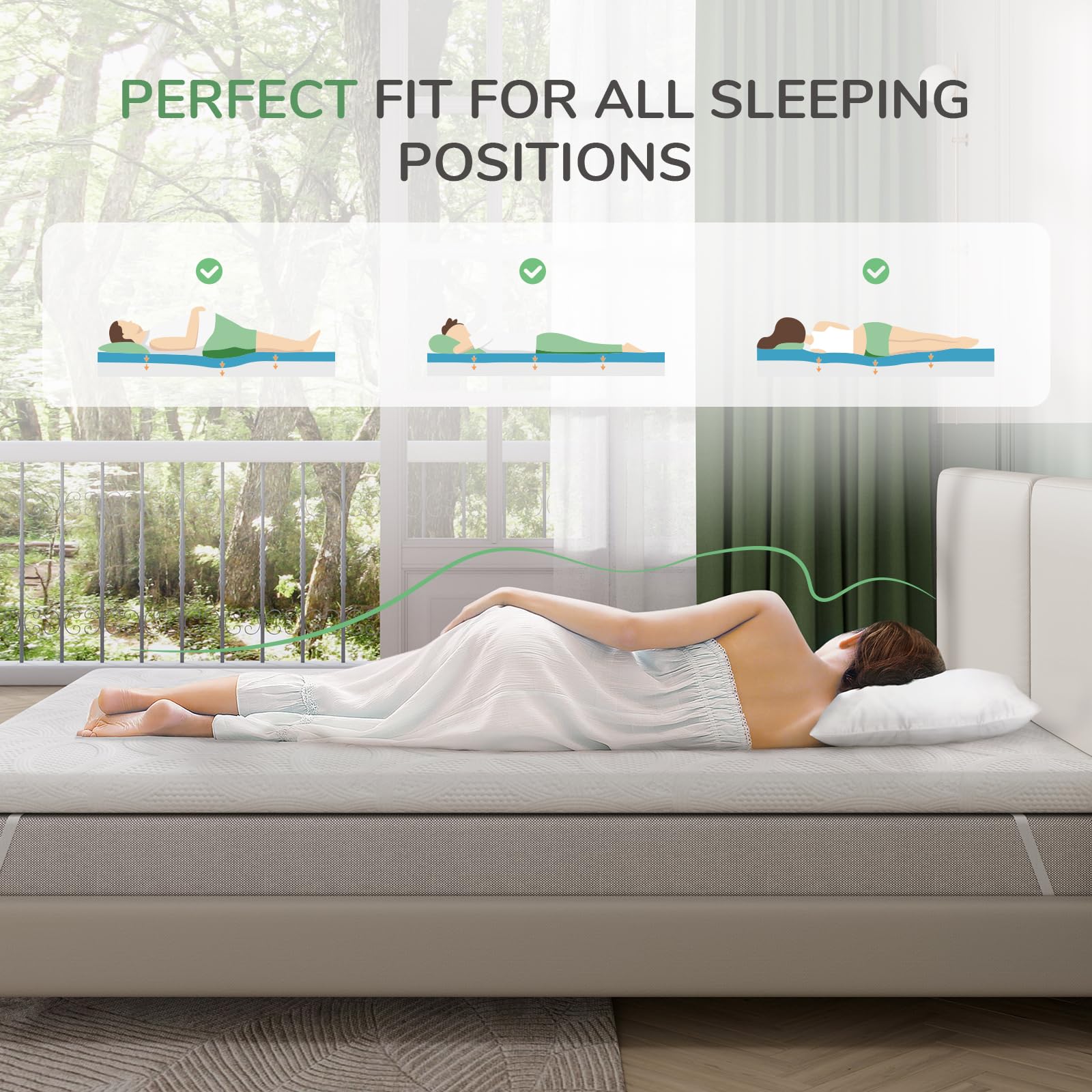 Novilla 2 Inch Queen Size Mattress Topper, Soft Memory Foam Mattress Topper for Comfort & Cooling Night Sleep, Ventilated & Skin-Friendly, CertiPUR-US Certified