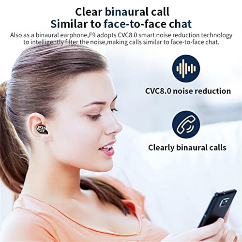 Wireless Earbug Bluetooth 5.0 Headphones, Hi-Fi Sound Quality Wireless Earphones with Wireless Charging Case Digital LED Intelligence Display, IPX7 Waterproof Sports Headset in-Ear with Mic