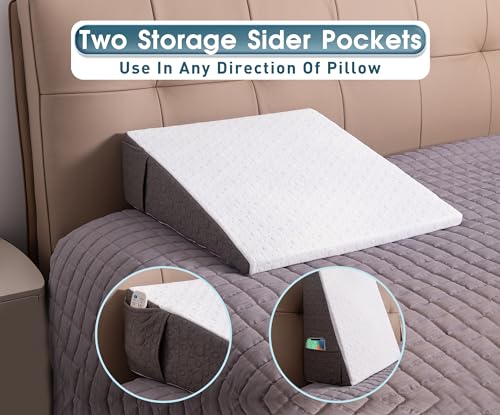 LOSKIA 7.5" Wedge Pillow for Acid Reflux Relief/Seniors, Wedge for Bed to Elevate Head, Acid Reflux Pillow, with Memory Foam Top Bed Wedge Pillow for Sleeping,Reading,Rest,Leg Elevation