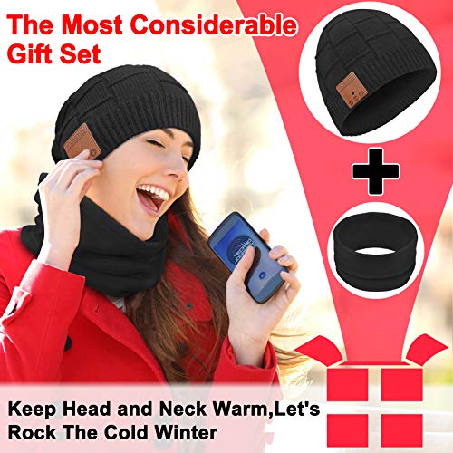 Bluetooth Beanie Hat Christmas Stocking Stuffers Unique Gifts for Men Women Black