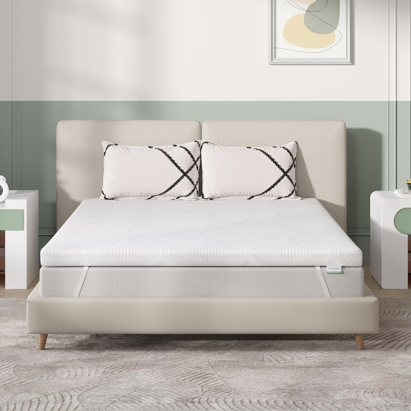 Novilla 2 Inch Queen Size Mattress Topper, Soft Memory Foam Mattress Topper for Comfort & Cooling Night Sleep, Ventilated & Skin-Friendly, CertiPUR-US Certified