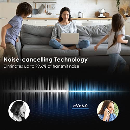 Bluetooth Headset with Microphone for Truck Driver, One Ear Wireless Headset with cvc6.0 Noise Cancelling, Mute & Volume Control, Long Battery Life, Headsets with Mic for Cell Phone, PC, Call Center