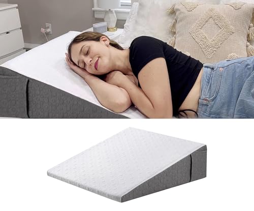 LOSKIA 7.5" Wedge Pillow for Acid Reflux Relief/Seniors, Wedge for Bed to Elevate Head, Acid Reflux Pillow, with Memory Foam Top Bed Wedge Pillow for Sleeping,Reading,Rest,Leg Elevation