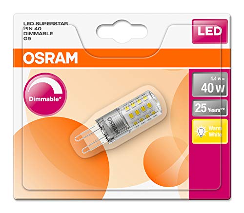 OSRAM LED Superstar PIN G9 DIM / LED lamp: G9, 4.40 W, 40 W Replacement for, Warm White, 2700 K, / / Pack of 9