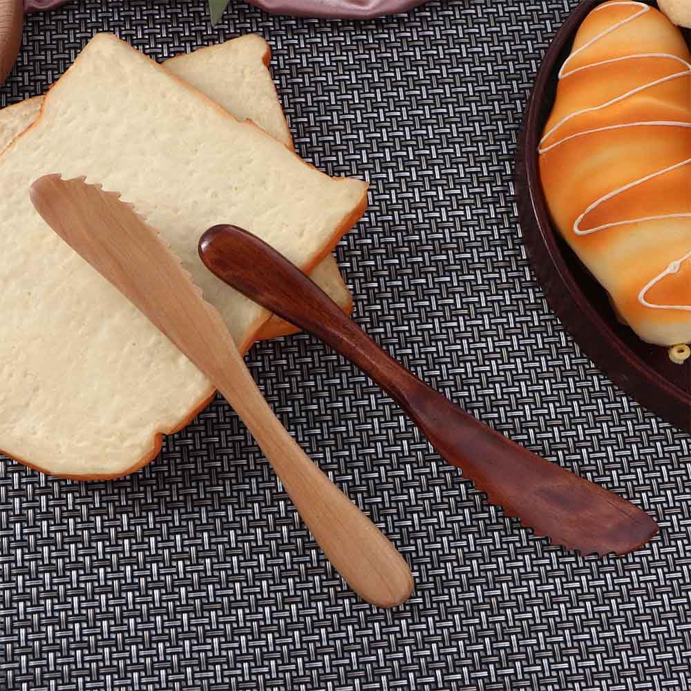 Leadigol 4PCS Wooden Butter Scraper,Non Stick Thick Handle Wood Butter Japan Style Butter Spreader for Kitchen