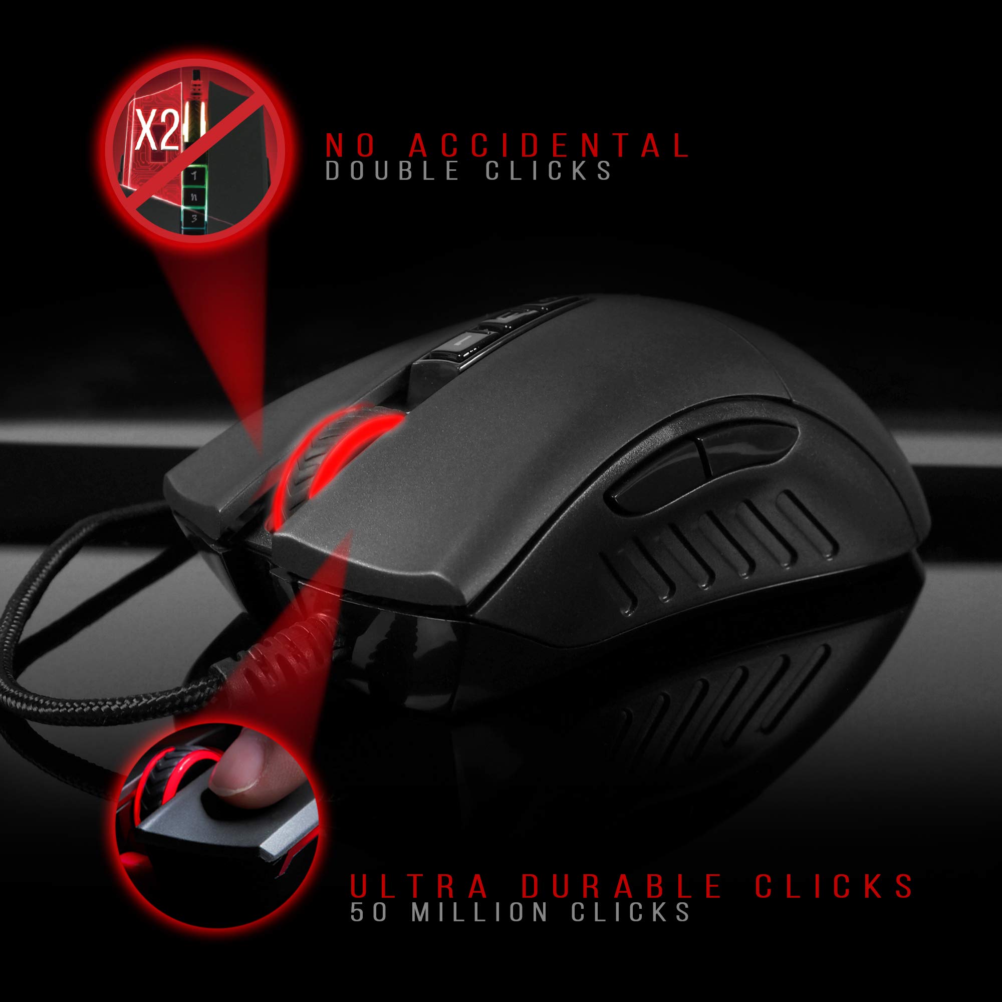 BLOODY SP30 Ergonomic Optical Switch Gaming Mouse - Fastest Mouse Switch in Gaming - Enthusiast Grade Sensor - 8 Programmable Buttons - Non-Slip Rubberized Black