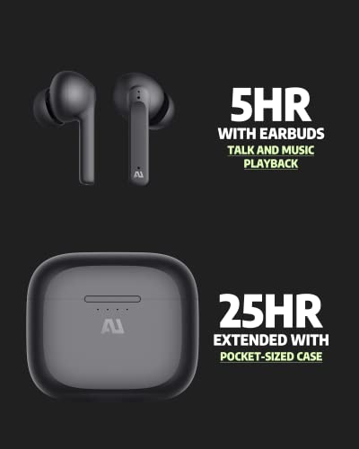 ausounds Wireless Earbuds, Bluetooth, Touch Control, Dual Mics, Workout Sweat Resistant(Black)