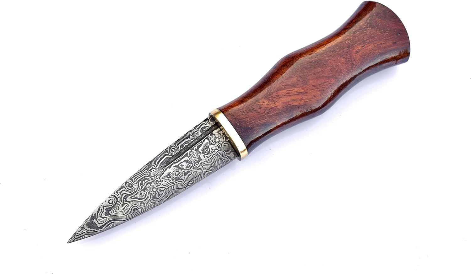 GLORIUS CRAFT Handmade Damascus Hunting Knife with Leather Sheath - Ideal for Skinning, Camping, Outdoor -Fixed Blade Bushcraft Knife with Walnut Wood Handle - Predator Hunter,