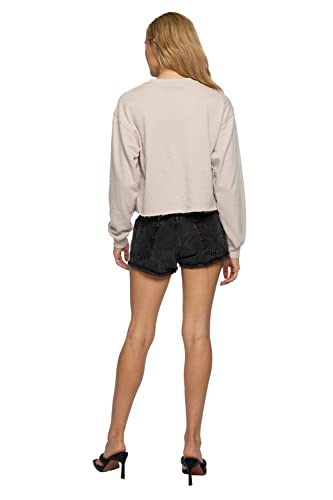 Suburban Riot TMNT Official Nyc Turtles Women's Crop Fleece Sweatshirt (Medium) Cream