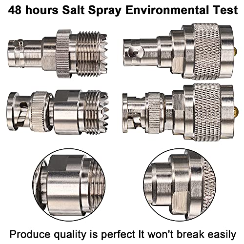 CB Radio Antenna Upgraded Adapter Kit Optimized VSWR BNC to UHF Adapter Male Female 4 Type RF Connector Kit Coax Coaxial BNC UHF Radio Adapter for CB Antenna Radio BNC Antenna Handheld CB Aerial