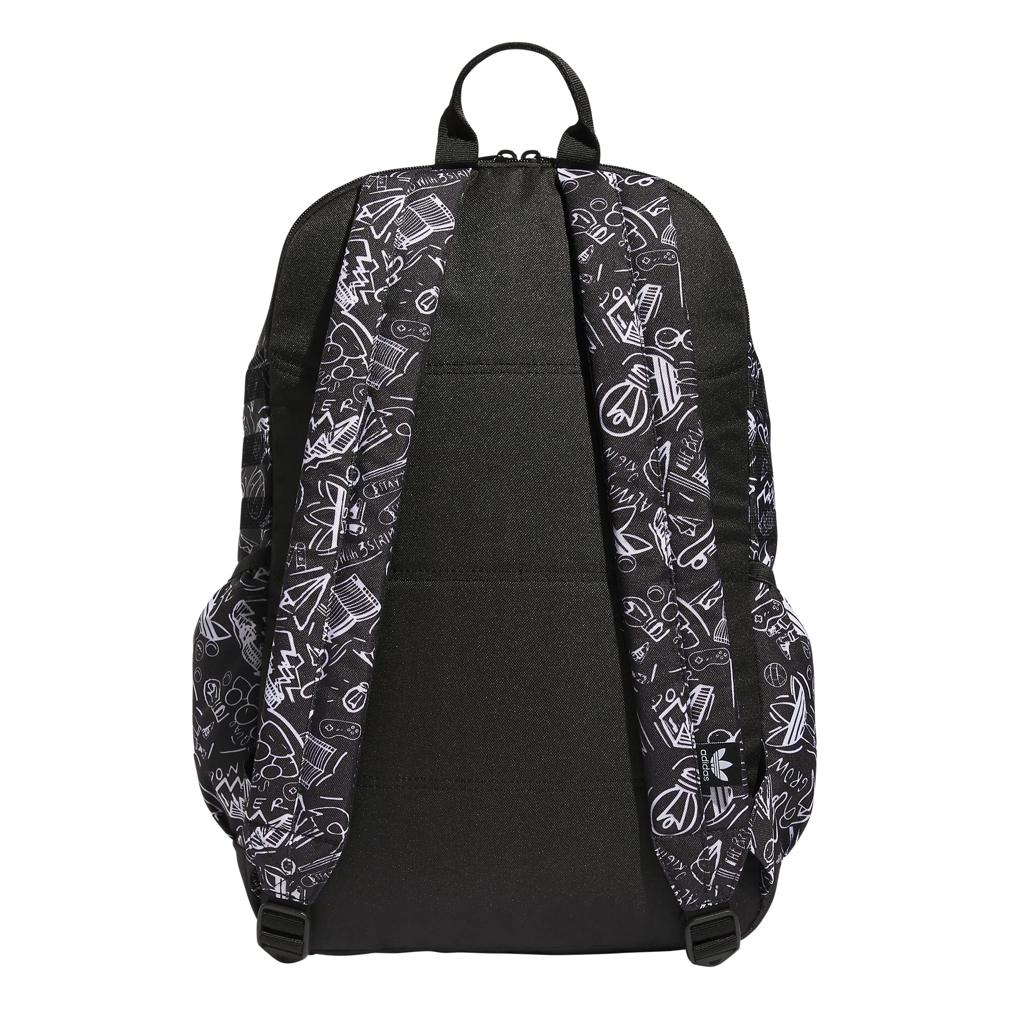 adidas Originals National 3.0 Backpack, Seed Doodle Art Black-White, One Size