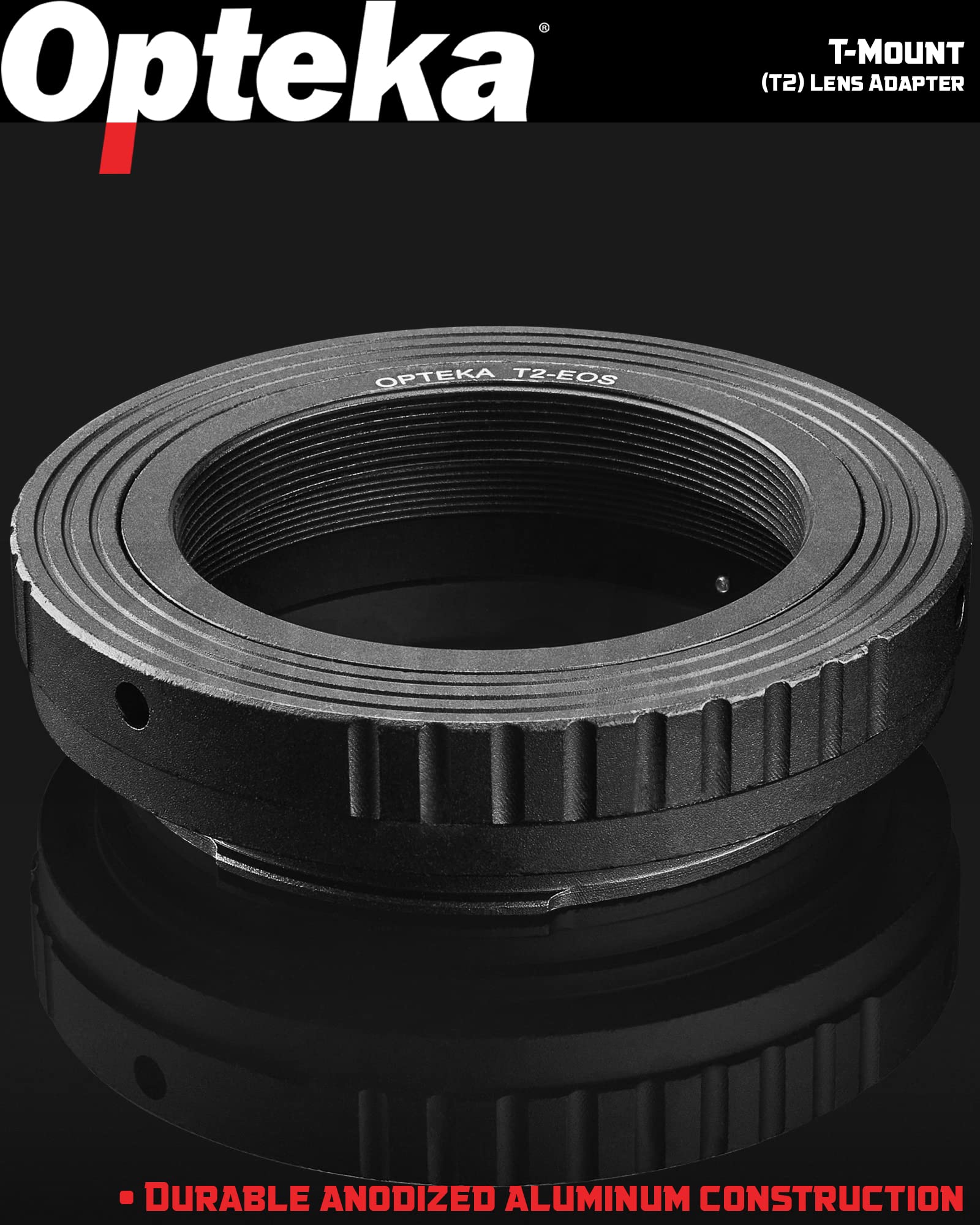 Opteka T-Mount (T2) Adapter Compatible for Canon EF EOS 80D, 77D, 70D, 60D, 60Da, 50D, 7D, 6D, 5D, 5Ds, T7i, T7s, T6s, T6i, T6, T5i, T5, T4i, T3i, T3, T2i, SL2 and SL1 Digital SLR Cameras