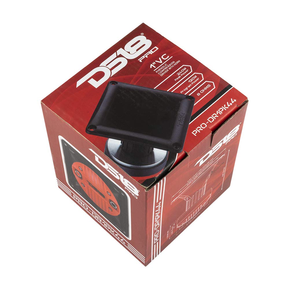 DS18 PRO-DR1PK44 1" Twist On Throat Compression Driver with 1" Phenolic Voice Coil and PRO-H44/BK Horn 240 Watts 8-ohm