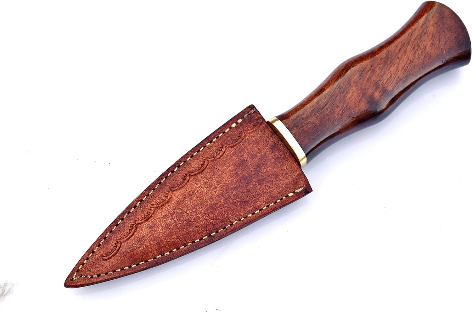 GLORIUS CRAFT Handmade Damascus Hunting Knife with Leather Sheath - Ideal for Skinning, Camping, Outdoor -Fixed Blade Bushcraft Knife with Walnut Wood Handle - Predator Hunter,