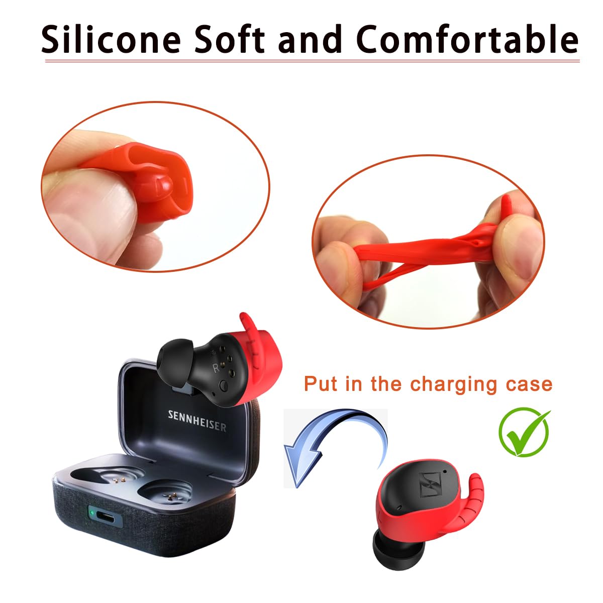 Luckvan 5 Pairs Sport Ear Cover for Sennheiser Momentum True Wireless 3 Ear Hook Anti-Slip Earbuds Cover for Sennheiser Earbuds Replacement Fit in Sennheiser Momentum 3 Case