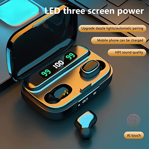 Bluetooth Earbuds, Wireless Earphones Bluetooth 5.3 in-Ear Headphones Touch Control, Fast Charge, LCD Power Display, Built-in Mic Ear Buds for Home Office Sports, Can Be As Power Bank