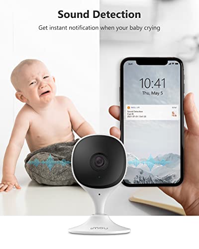 Imou Home Security Camera 2 Pack 1080P Baby Monitor with Night Vision, 2-Way Audio, Human Detection, Sound Detection, Plug in WiFi Indoor Camera Dog Cam with App, 2.4G Wi-Fi Only, Works with Alexa