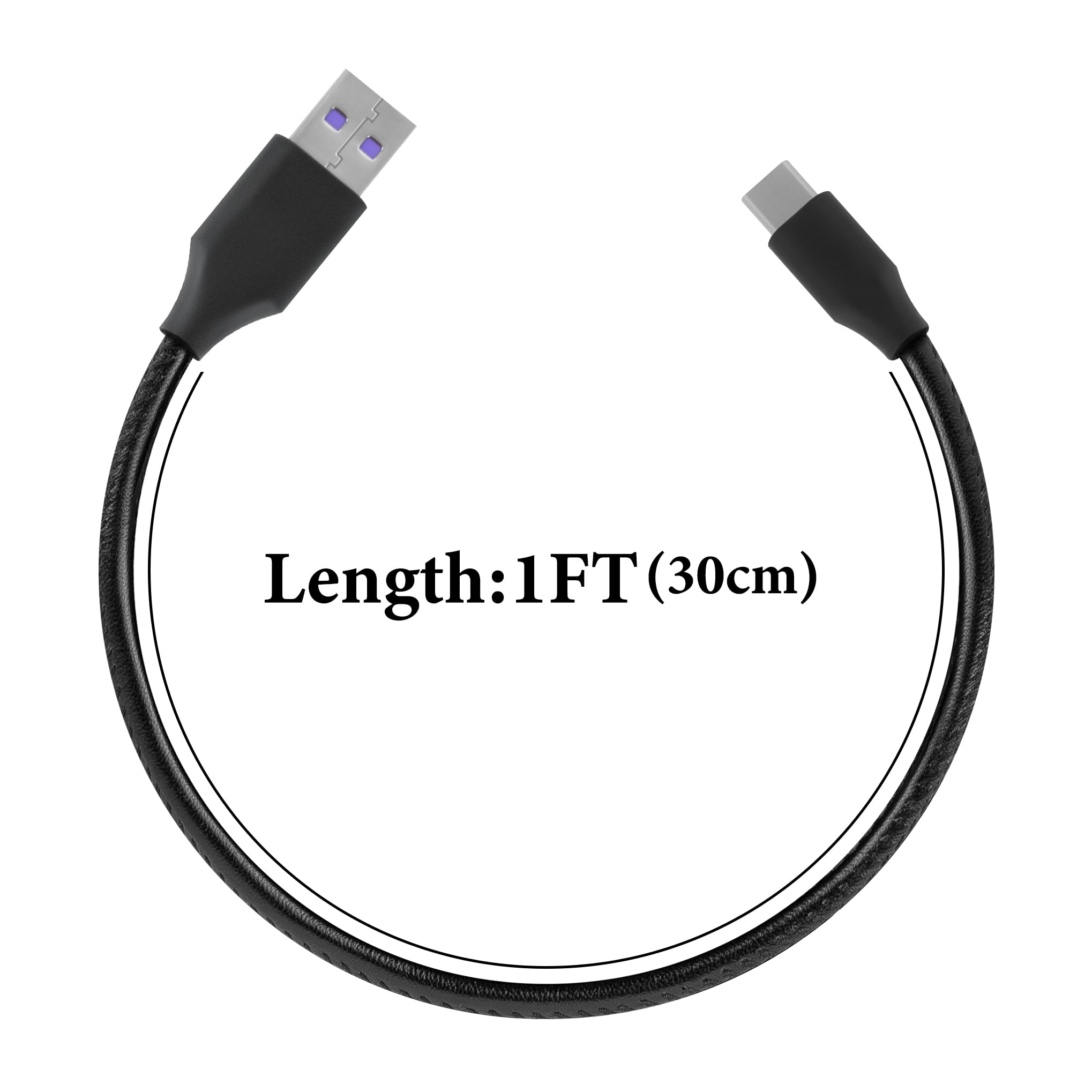 Geekria USB Earbuds Vegan Leather Charger Cable Compatible with Sennheiser ACCENTUM True Wireless, Momentum True Wireless 4 Charger, USB to USB-C Replacement Power Charging Cord (1ft/30cm 2Pack)