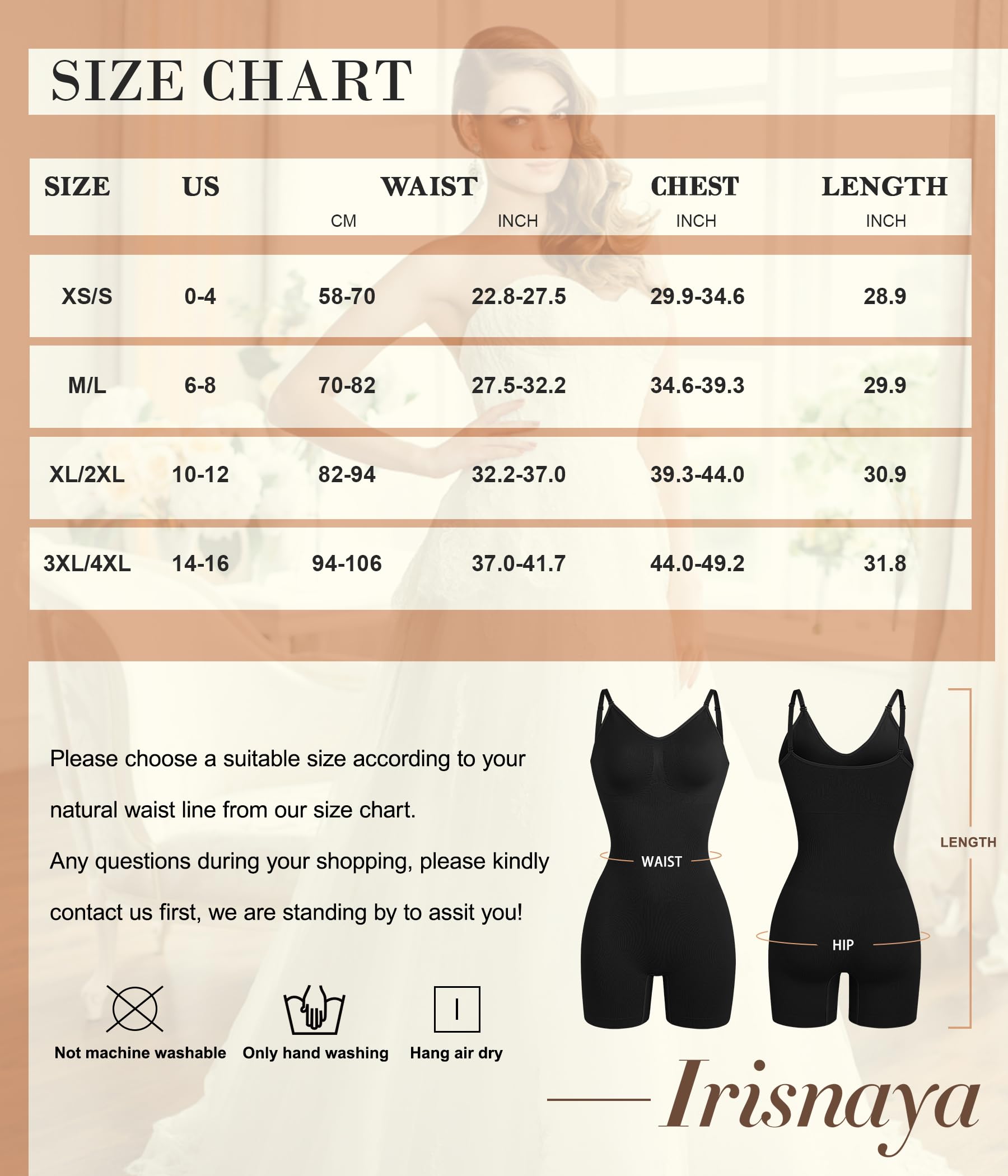 Irisnaya Women Slimming Bodysuits Shapewear Tops Tummy Control Body Shaper Spaghetti Strap Camisole Leotards Bodycon Jumpsuit (Black Mid Thigh, X-Small/Small)
