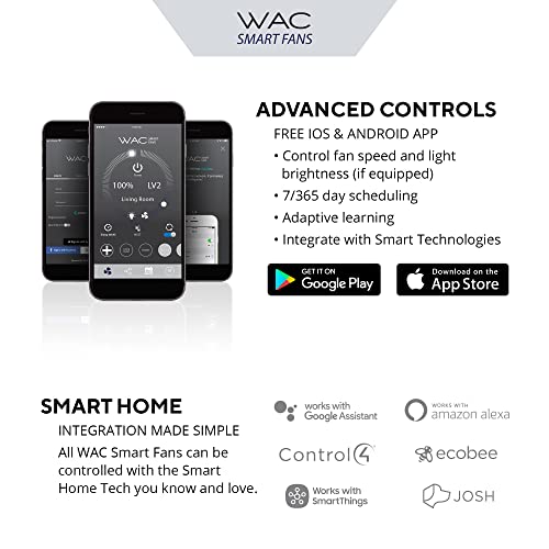 WAC Smart Fans Blitzen Indoor and Outdoor 3-Blade Ceiling Fan 54in Matte Black with Remote Control works with Alexa and iOS or Android App