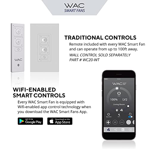 WAC Smart Fans Blitzen Indoor and Outdoor 3-Blade Ceiling Fan 54in Matte Black with Remote Control works with Alexa and iOS or Android App