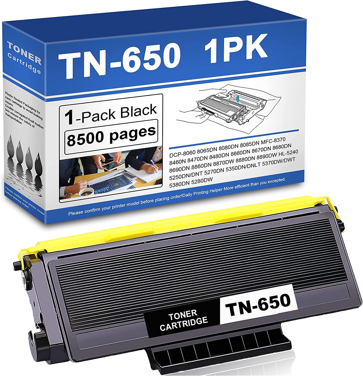 TcxLink (1 Pack) TN650 TN-650 High Yield Toner Cartridge Replacement for TN650 HL-5240 5370DW/DWT 5380DN 5350DN DCP-8060 MFC-8480DN Printer Toner.