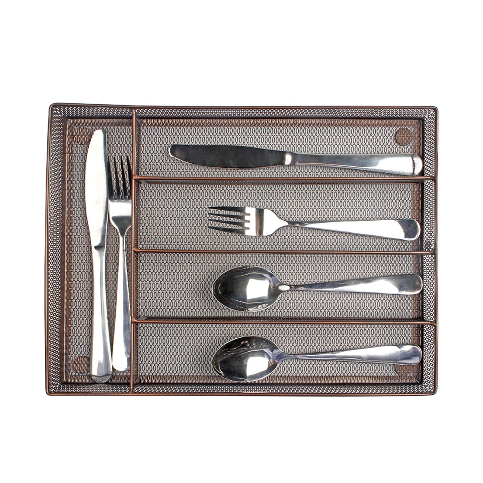 GBmall Kitchen Cutlery Trays, 5 Compartments Steel Mesh storage | The Mesh Collection (Coffee)