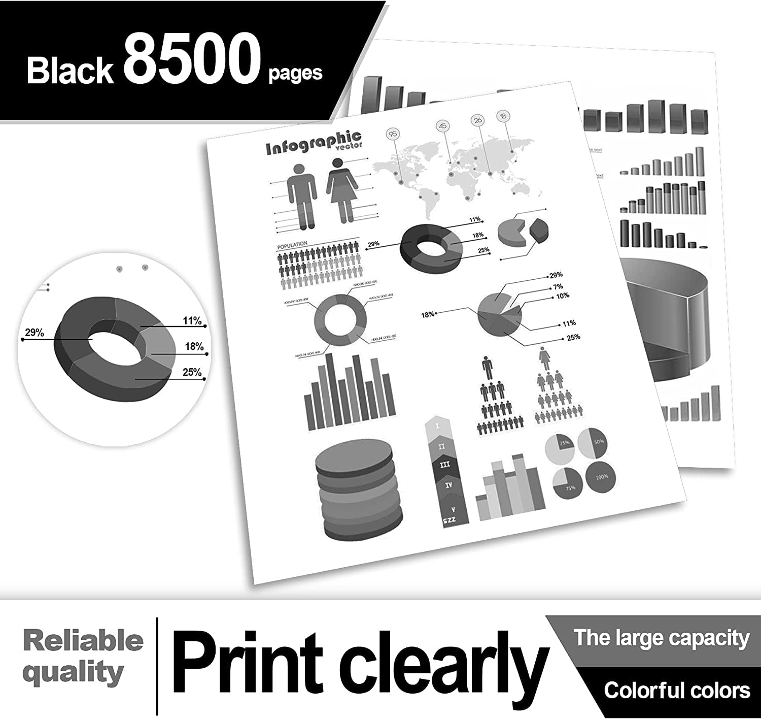 TcxLink (1 Pack) TN650 TN-650 High Yield Toner Cartridge Replacement for TN650 HL-5240 5370DW/DWT 5380DN 5350DN DCP-8060 MFC-8480DN Printer Toner.