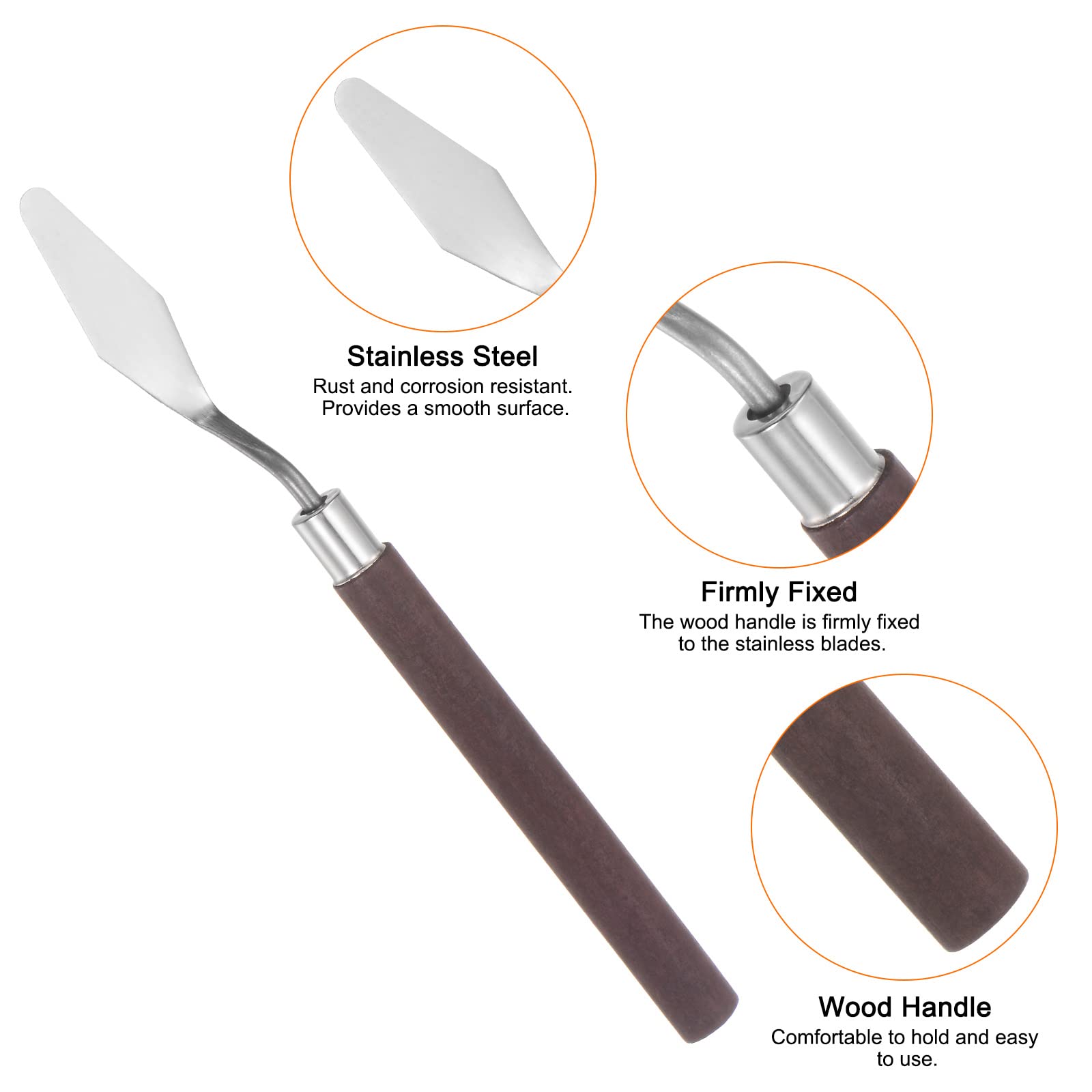 HARFINGTON 4pcs No.5 Palette Knives 14mm Width Stainless Steel Small Pointy Spatula Painting Pallet Knife with Wood Handle for Oil Acrylic Canvas Mixing Spreading, Red