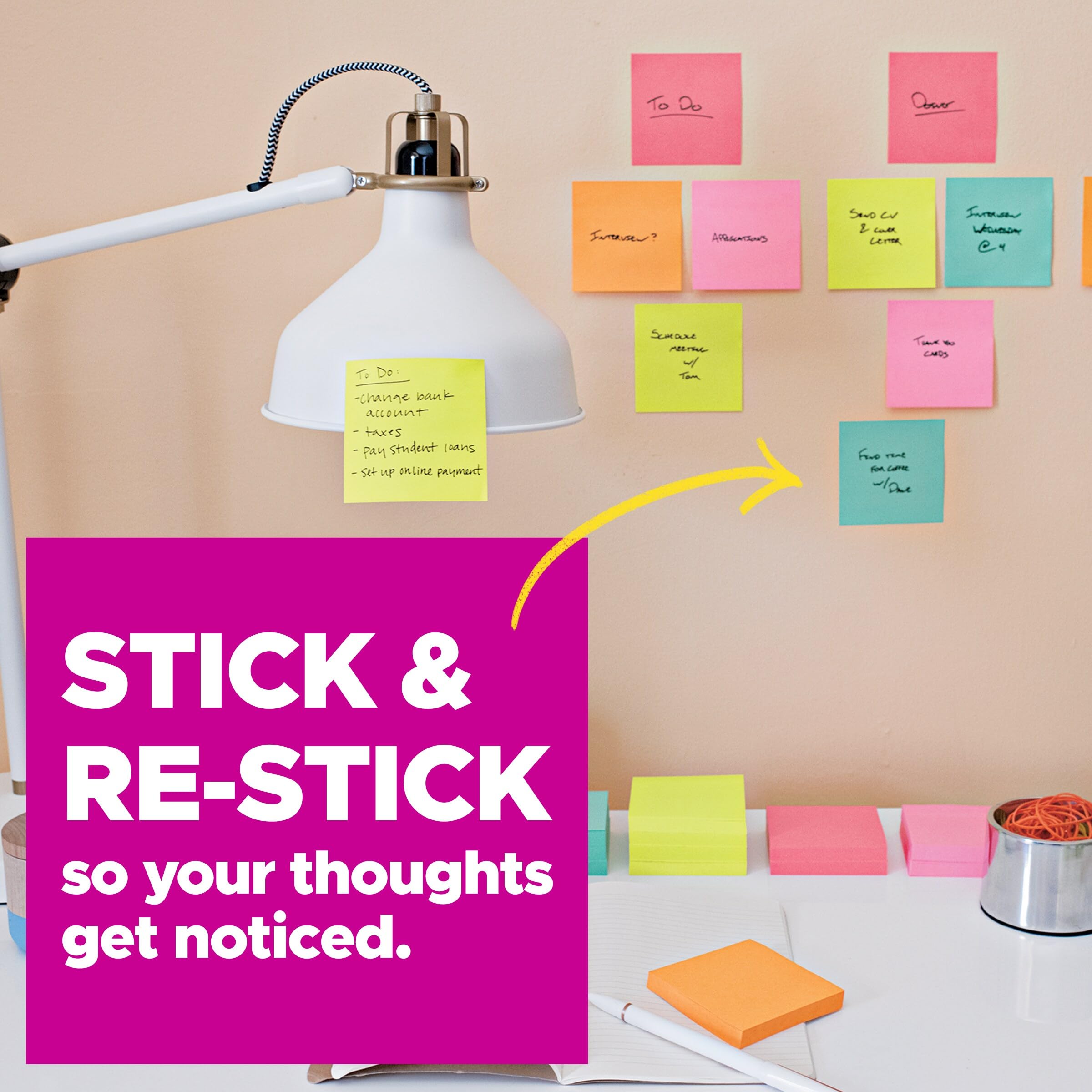 Post-it Super Sticky Notes,6x4 in, 8 Pads, 2x the Sticking Power, Energy Boost Collection, Recyclable (622-8SSMIA) , 1 7/8" x 1 7/8" , Assorted