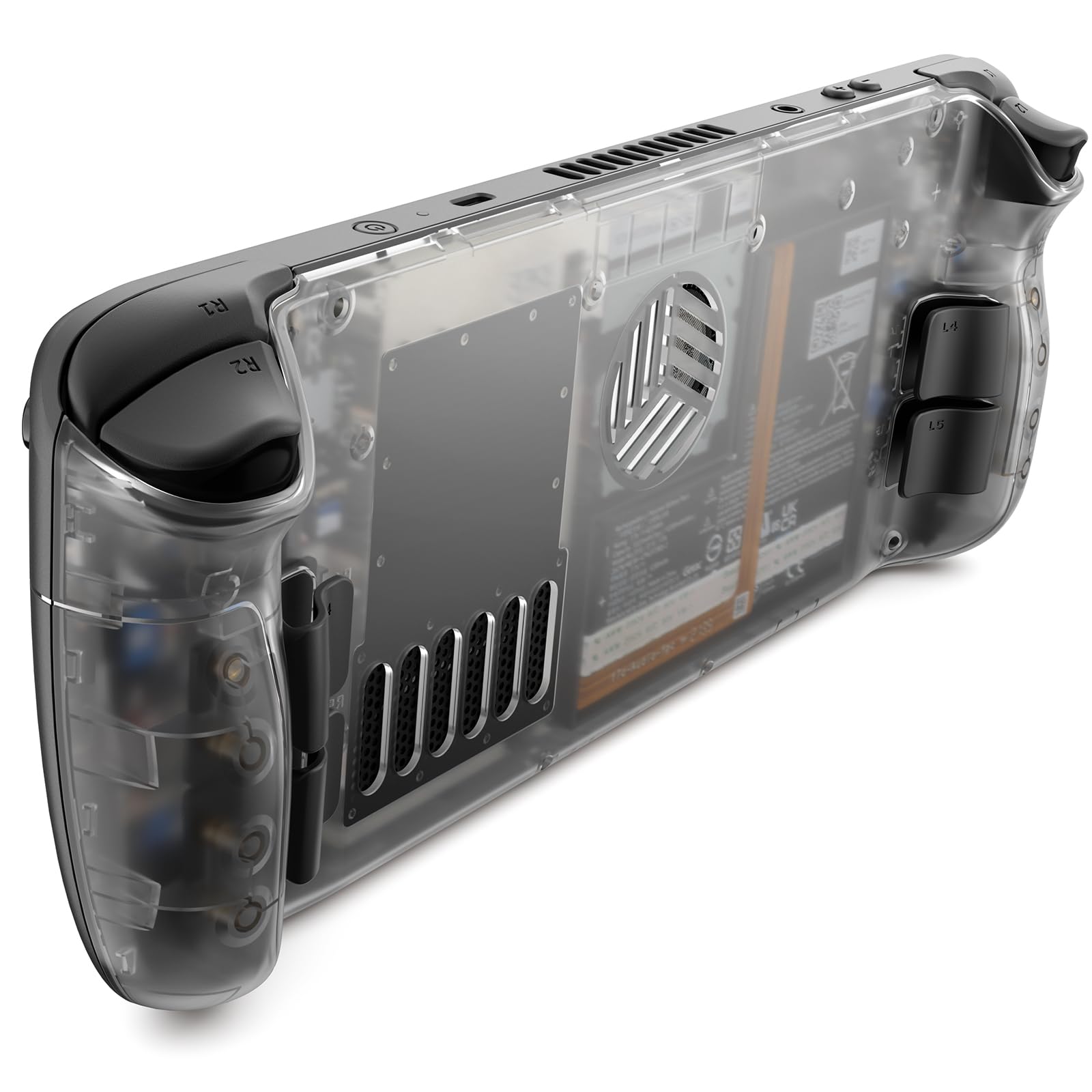 JSAUX Transparent Back Plate Compatible with Steam Deck LCD, DIY Clear Replacement Back Shell Case Compatible with Steam Deck LCD - PC0106 Vents Version [Crystal]