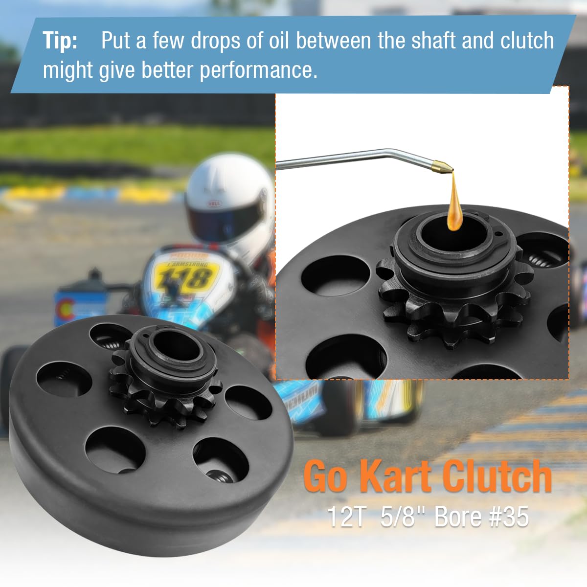 Kekadmai Mini Bike Clutch 5/8'' Bore 12 Tooth for #35 Chain, Centrifugal Clutch 12T for Go Kart/Minibike Engine Up To 8 HP (5/8" Bore 12 Tooth)