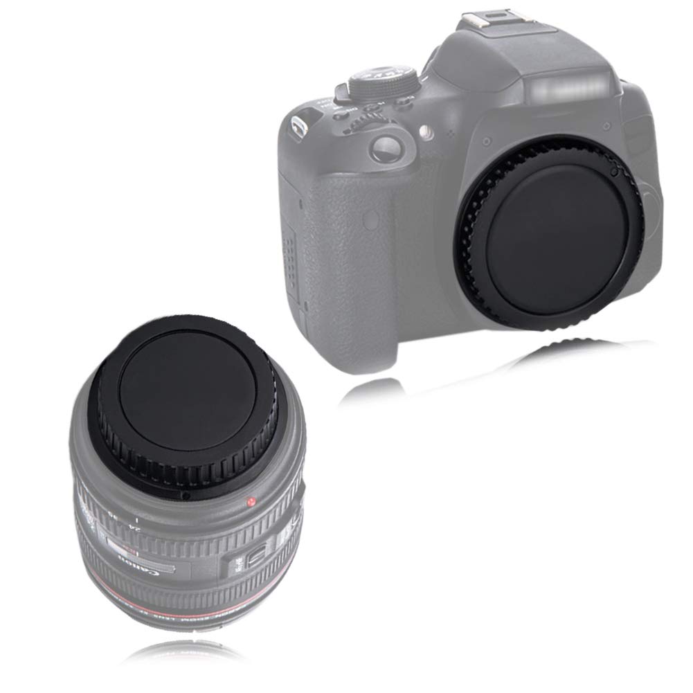 VKO Front Body Cap & Rear Lens Cap Replacement for Canon EOS 60D 70D 77D 80D 7D 5D Mark II III IV 750D 760D Rebel T7 T6 T6i T7i T6S T4i T5i T5 Camera Body & EF Lens Replaces RF-3(2 Pack)