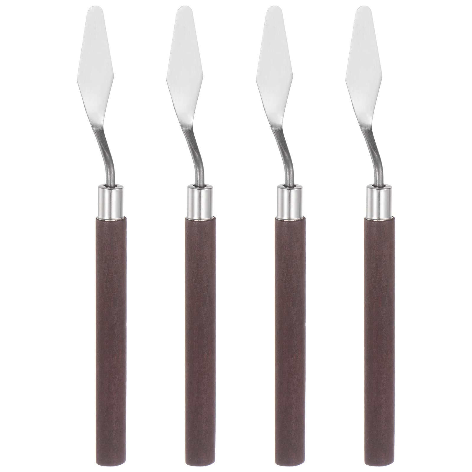 HARFINGTON 4pcs No.5 Palette Knives 14mm Width Stainless Steel Small Pointy Spatula Painting Pallet Knife with Wood Handle for Oil Acrylic Canvas Mixing Spreading, Red