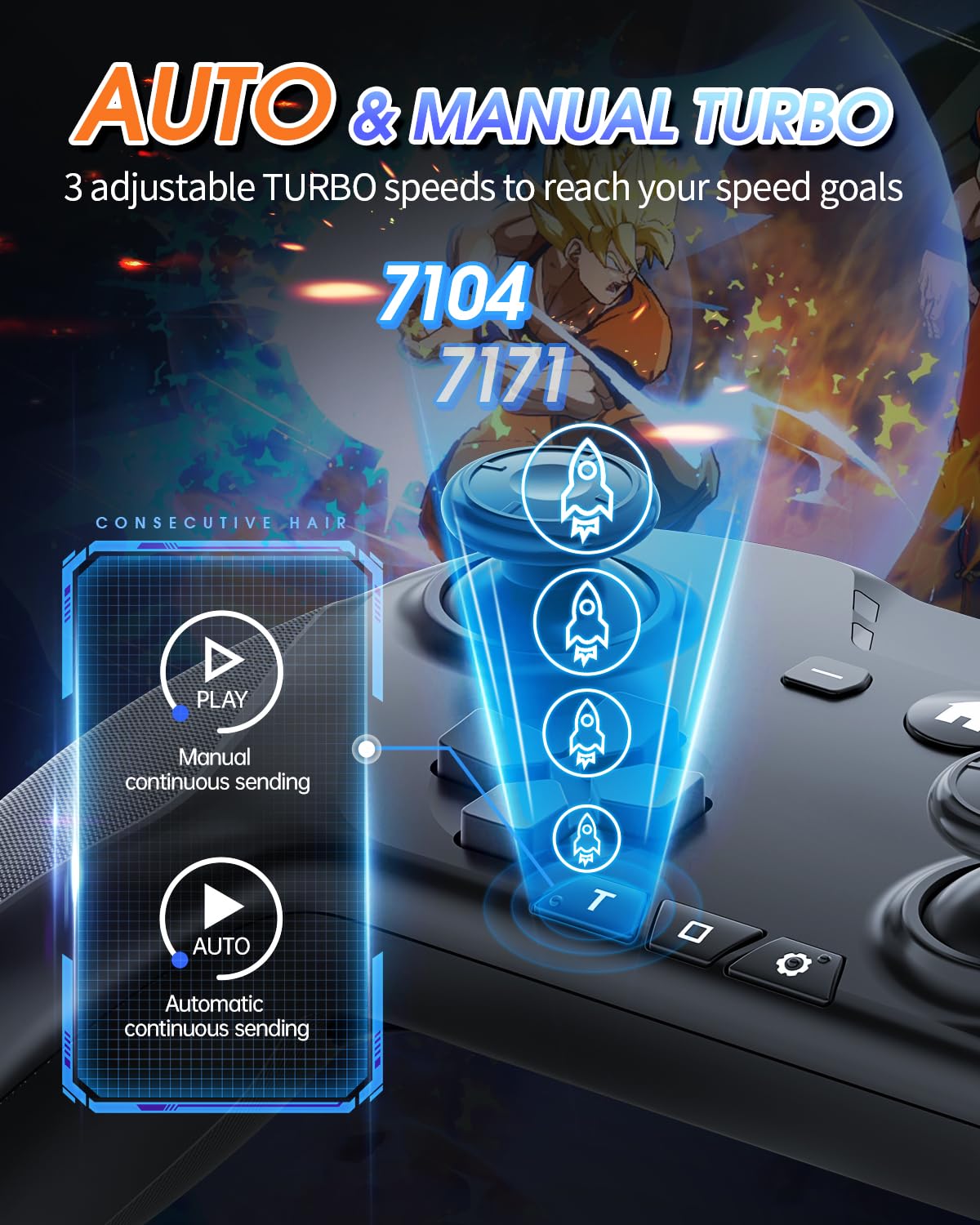 Wireless Switch Pro Controller, Bluetooth Controller Compatible for Switch/Lite/OLED/PC/IOS/Android/iPhone/Phone/Steam/Mac/iPad/TV,Support Macro Programmable/6-Axis/Wakeup/Turbo/Vibration Screenshot (HD-6500 Black)