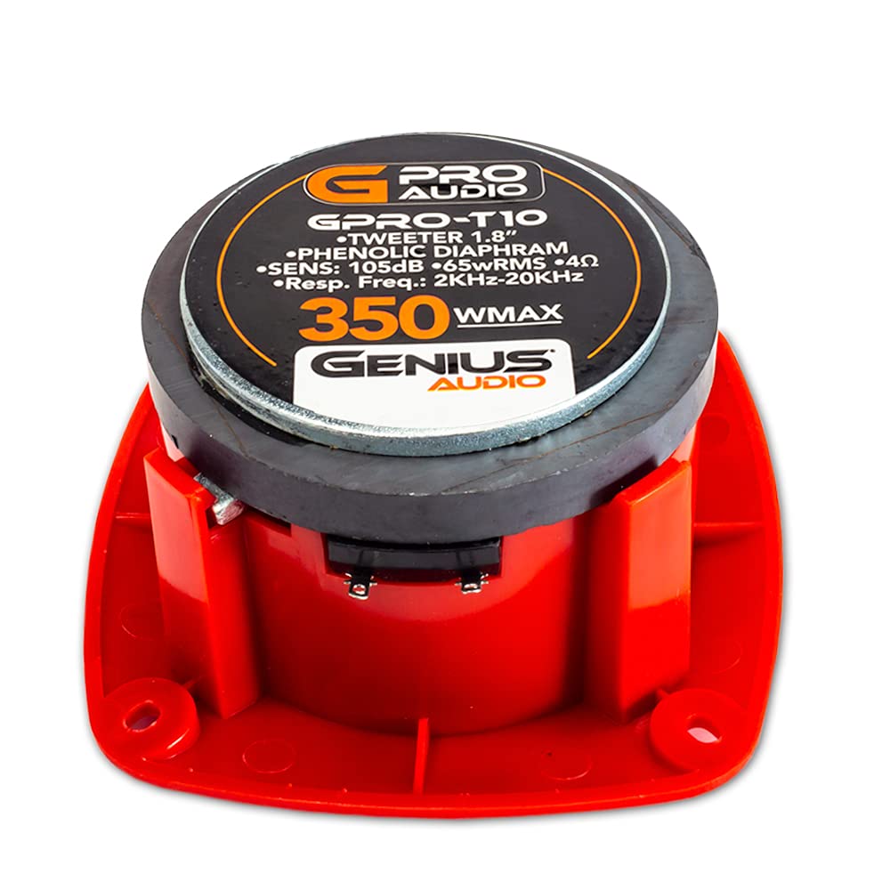 Genius Audio GPRO-T10 1.8", 65 Watts RMS - 350 Watts Max, Pro Audio Super Tweeter Speaker, Phenolic Diaphragm Car Audio Speaker, Ferrite Y30 Magnet, 4 Ohms (1 Speaker)