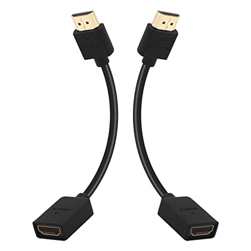 HDMI Extension Cable,LEENUE Short HDMI Male to Female Adapter,4K 3D HDMI Extender Connector for Google Chrome Cast, Roku Streaming Stick, 2-Pack