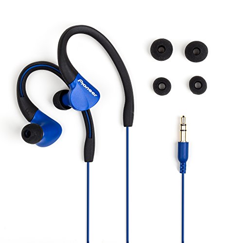 PIONEER se-e3-gr – Water Resistant Sports Headphones (ipx-2, Adjustable Clips) Blue Sea Water