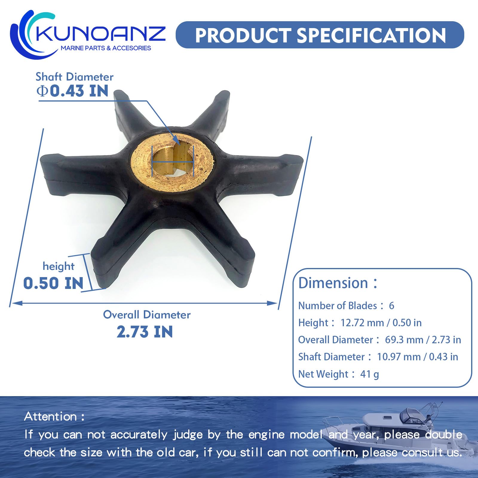 277181 434424 Water Pump Impeller For Evinrude Johnson 3/4/5/5.5/6/7.5 HP 2 Stroke Outboard Sierra 18-3001 0277181 0434424 0777819 3HP 4HP 5HP 5.5HP 6HP 7.5HP