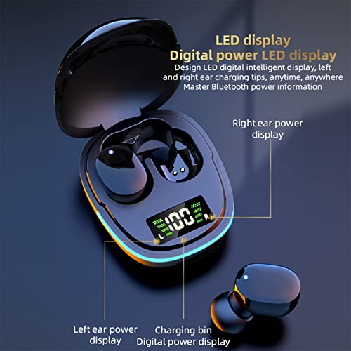 CENGNIAN Wireless Earbuds Light-Weight Bluetooth Headset, Stereo Earphones in-Ear, Ear Buds Headphones, Built-in Mic Headset Premium Deep Bass Finger Control for Sport Black with Charging Case