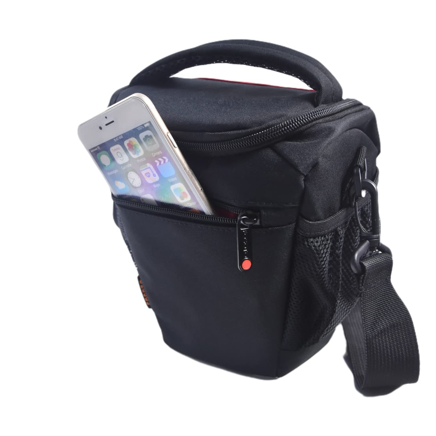 FOSOTO DSLR SLR Compact Camera Bag Compatible for Nikon D5100 D5300 D90 Canon T4 T5 600D 650D Panasonic Lumix FZ80 Sony Fujifilm with Waterproof Rain Cover