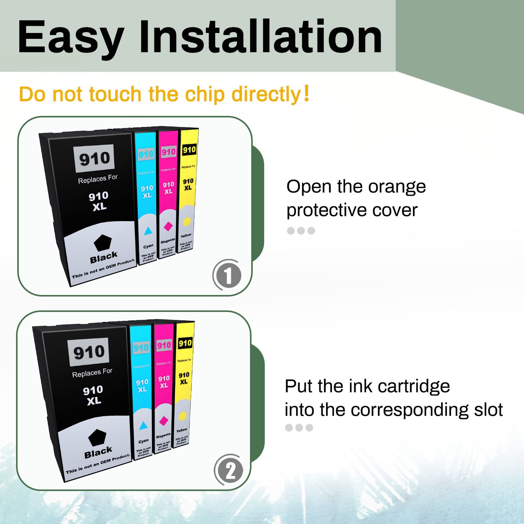Upgraded 910XL Ink Cartridges Combo Pack High Yield, Compatible with HP OfficeJet 8010 8020 8030 Series Printers, Replace 910 910XL 916 916XL, Black Cyan Magenta Yellow
