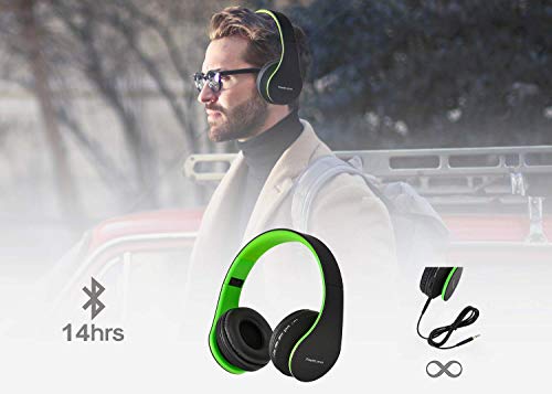 PowerLocus Rose Gold Bluetooth Headphones with Black/Green Bluetooth Headphones