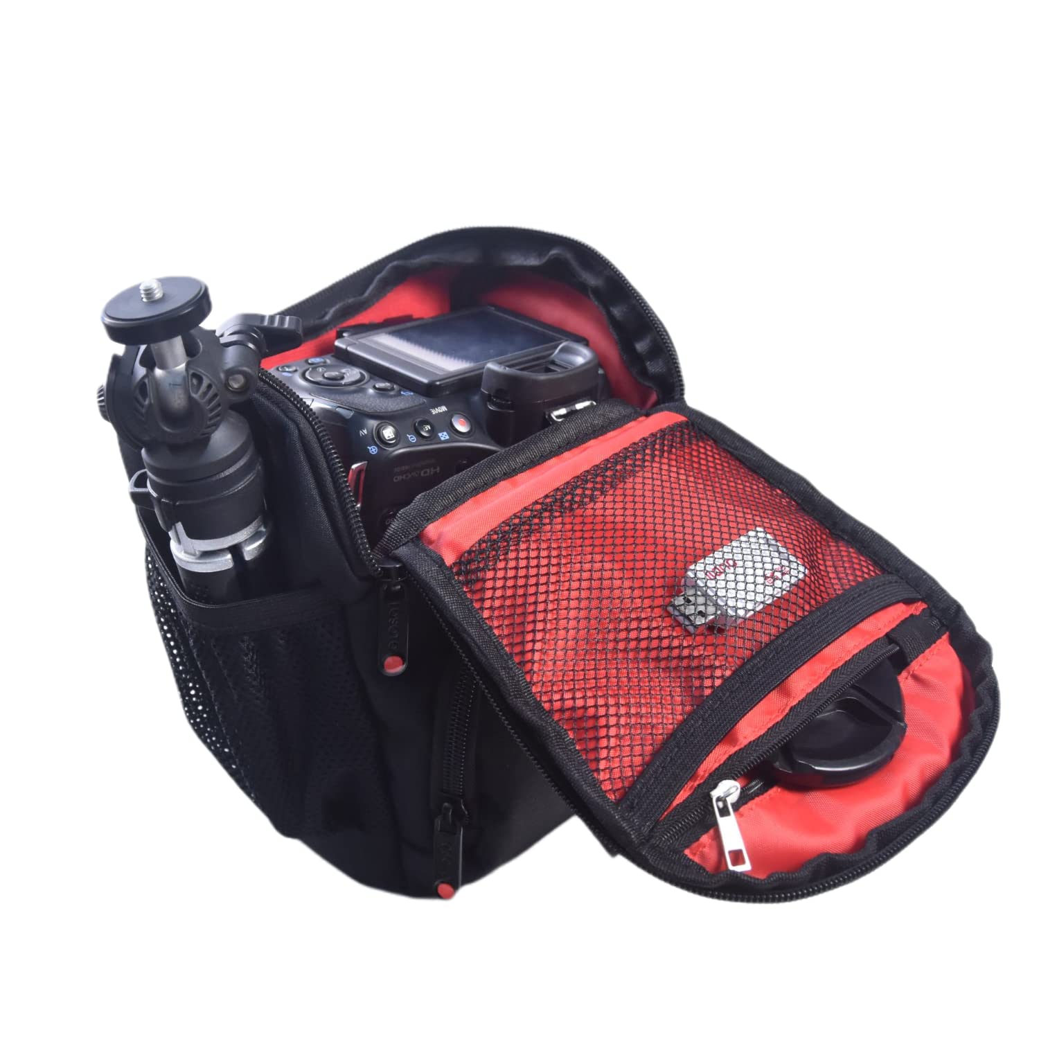 FOSOTO DSLR SLR Compact Camera Bag Compatible for Nikon D5100 D5300 D90 Canon T4 T5 600D 650D Panasonic Lumix FZ80 Sony Fujifilm with Waterproof Rain Cover