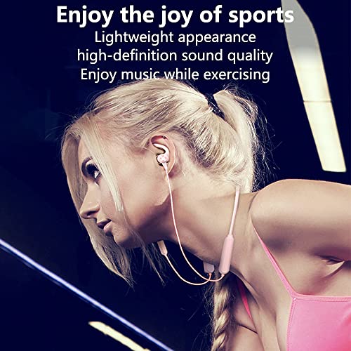 SLuB True Wireless Bluetooth Waterproof Sport HD Stereo Neckband Headphones with Mic 36H Play time Sweatproof for Cell Phone Double Battery Earbuds for iPhone/Android (Pink)